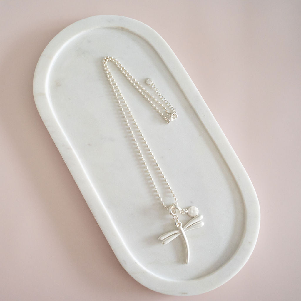 Large Silver Dragonfly & Disc Necklace – Lillyco