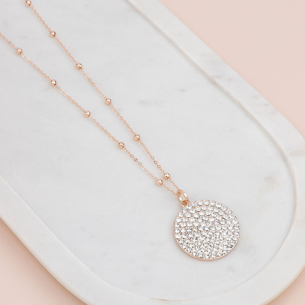 Rose Gold Bling Circle Long Necklace – Lillyco Retail